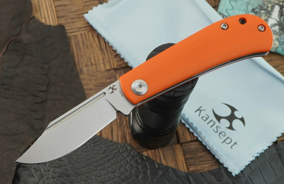 Складной нож Kansept Knives Bevy Slip Joint, сталь 154CM, рукоять оранжевый G-10