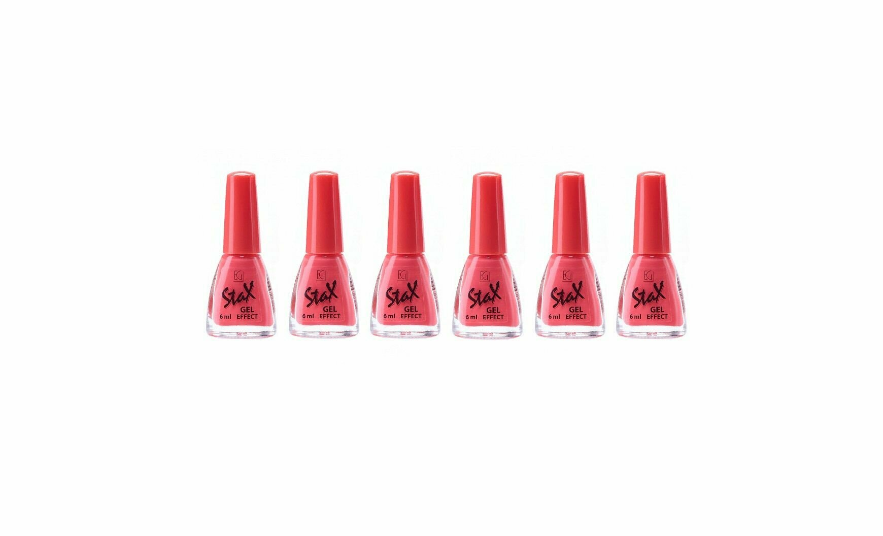 STAX Лак для ногтей "Гель эффект", №18 Томат, 6 мл, 6 штук