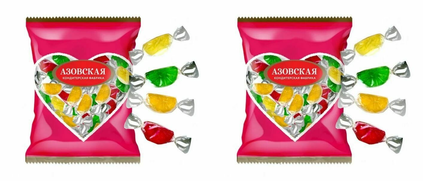 Азовская кондитерская фабрика Карамель Dolche Villa, леденцовая, фруктовые дольки, 1000 г, 2 уп