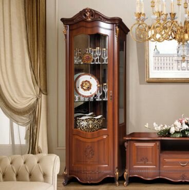 Шкаф-витрина Слониммебель "Аллегро 2", МДФ, ЛДСП, напольный, 1 дверь, коричневый