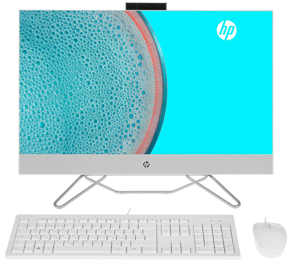 23.8" Моноблок HP 24-cb0061ur (634R4EA) белый - 1920x1080, IPS, AMD Ryzen 5 5500U, ядра: 6 х 2.1 ГГц, 8 ГБ, DDR4, SSD 512 ГБ, AMD Radeon Graphics, без ОС