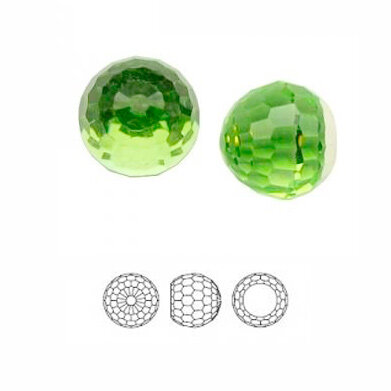 Ювелирный кристалл Swarovski, гранёный шарик (#4869), 6х5.5мм, зелёный с фольгой (цвет 214 CAVZ), 1 шт.