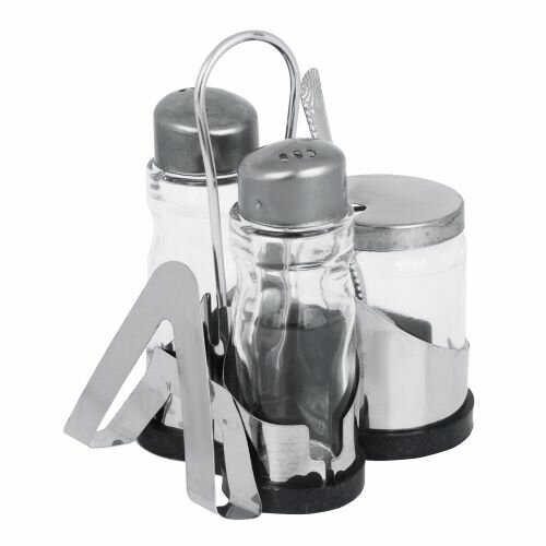 Набор Noname для соли, перца и горчицы с салфетницей "Комфорт", h13см, нерж. сталь, стекло (828-007)