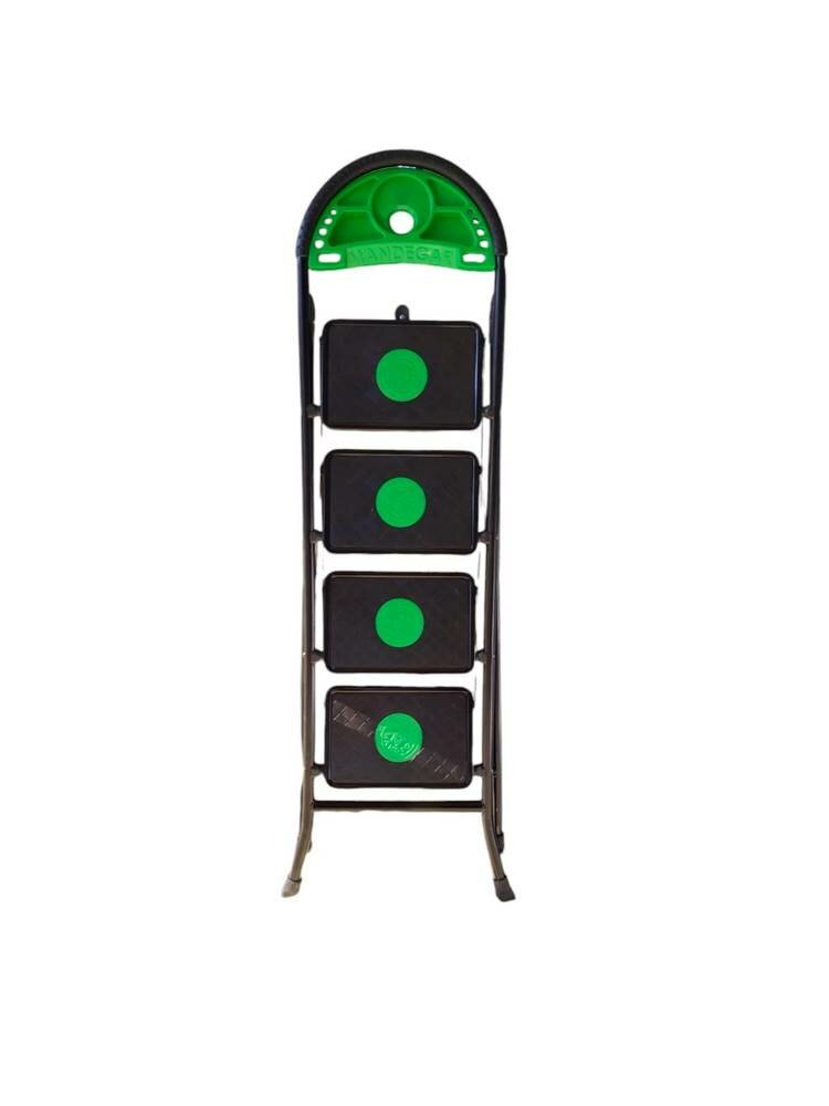 Стремянка Стальная Mandegar Aseman 4 Широкие Ступени С Лотком, Зеленая, Рабочая Высота 2.95 М, Нагрузка 150 Кг.