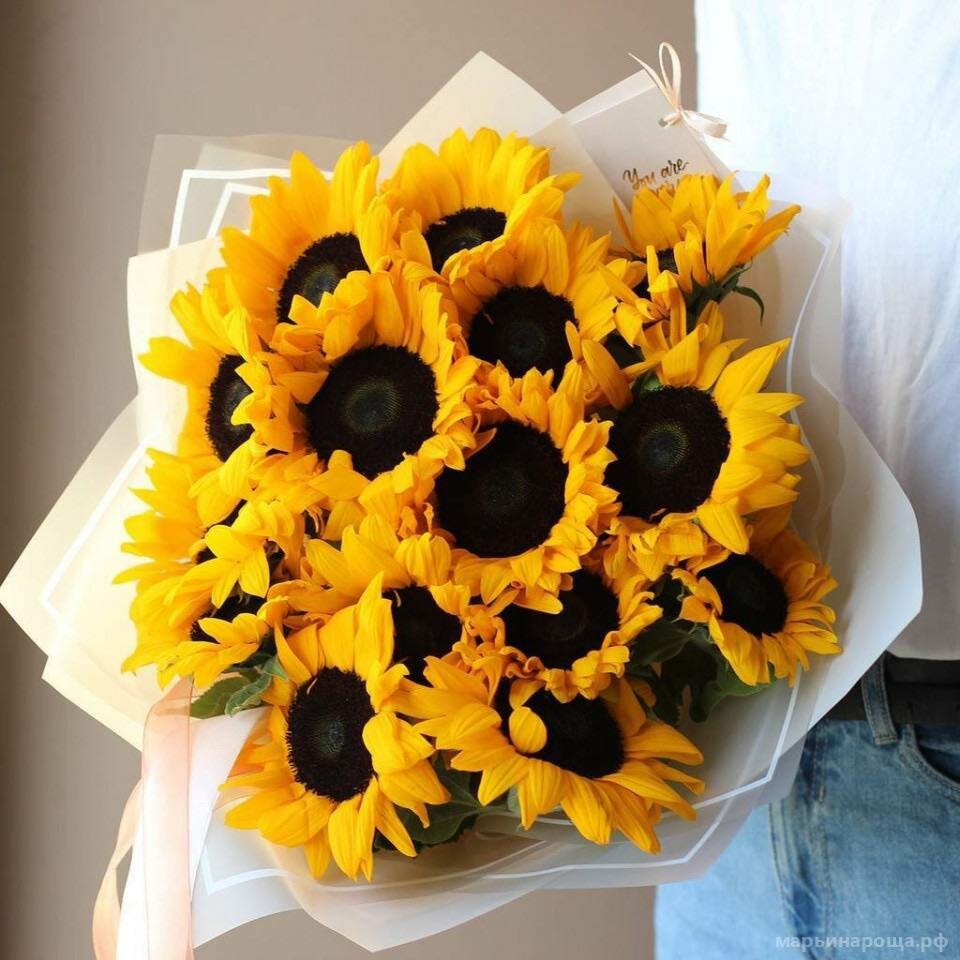 Премиум букет из подсолнухов, премиум цветы, шикарный, красивый букет цветов, подсолнух.
