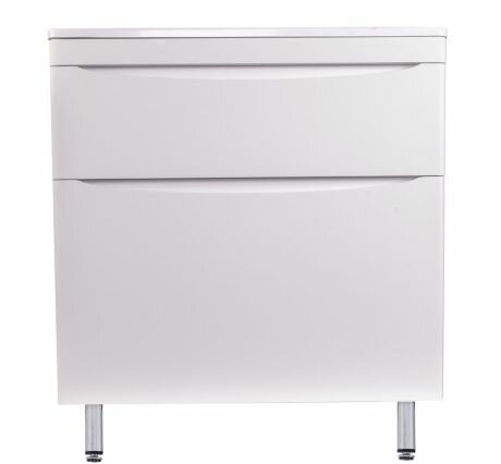 Тумба с раковиной Style Line Бергамо мини 80 (2 ящ.) напольная, Люкс антискрейтч белый, PLUS