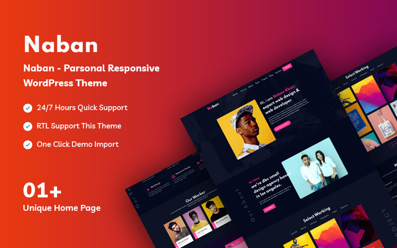Подарочный сертификат на Шаблон для сайта Вордпресс с демоконтентом Naban - Personal Responsive Theme WordPress