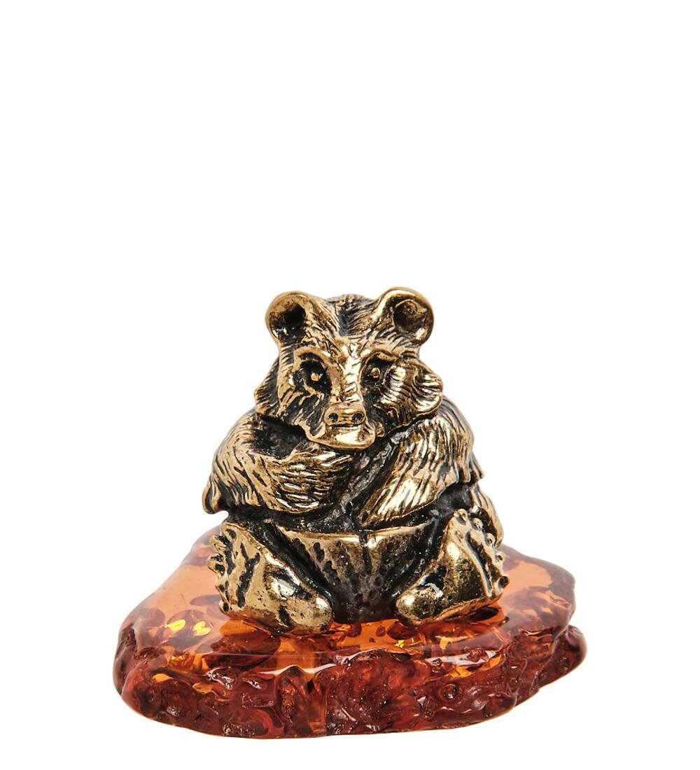 Фигурка Мишка с медом (янтарь)