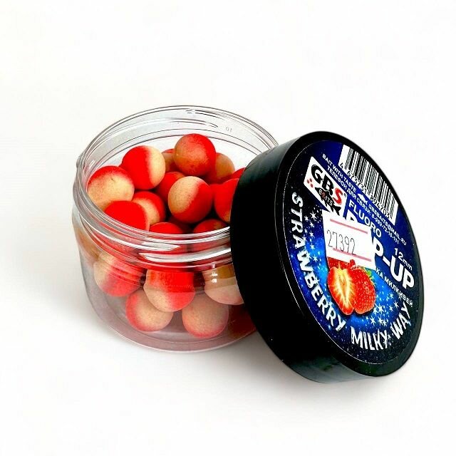 Бойлы плавающие POP-UP GBS клубника MILKY WAY (Млечный Путь) 12 мм, 55г банка