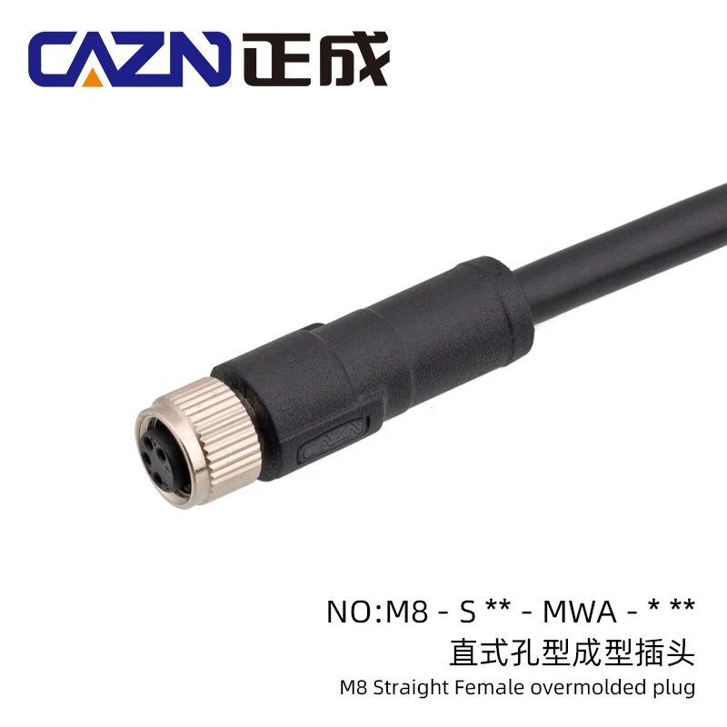 Водонепроницаемые разъемы CAZN M8 3-6 контактов 1м 4Pin A-Code, 5 Meter, Female Straight