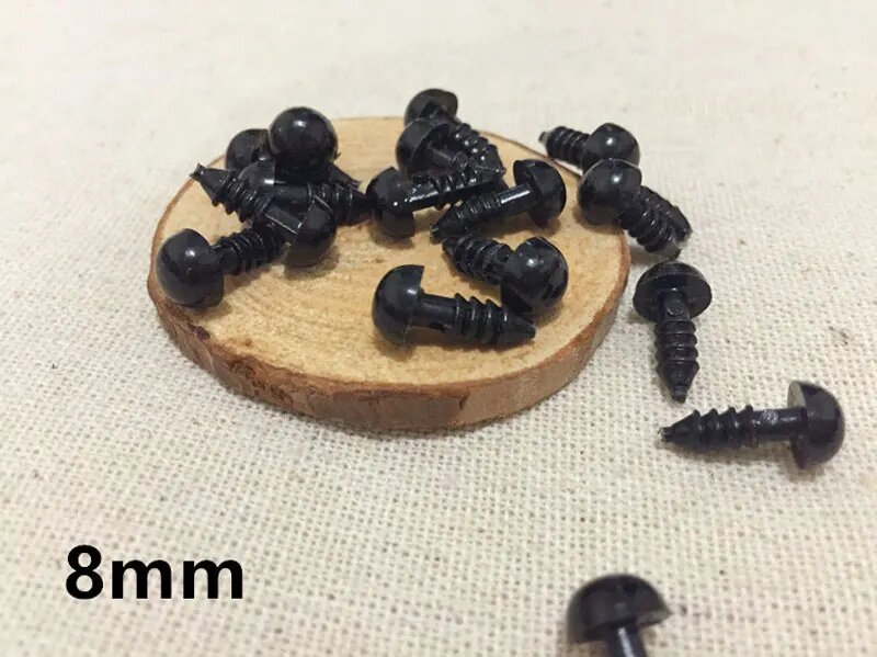 Черные пластиковые кукольные глаза 100 шт. 8mm 100 PCS