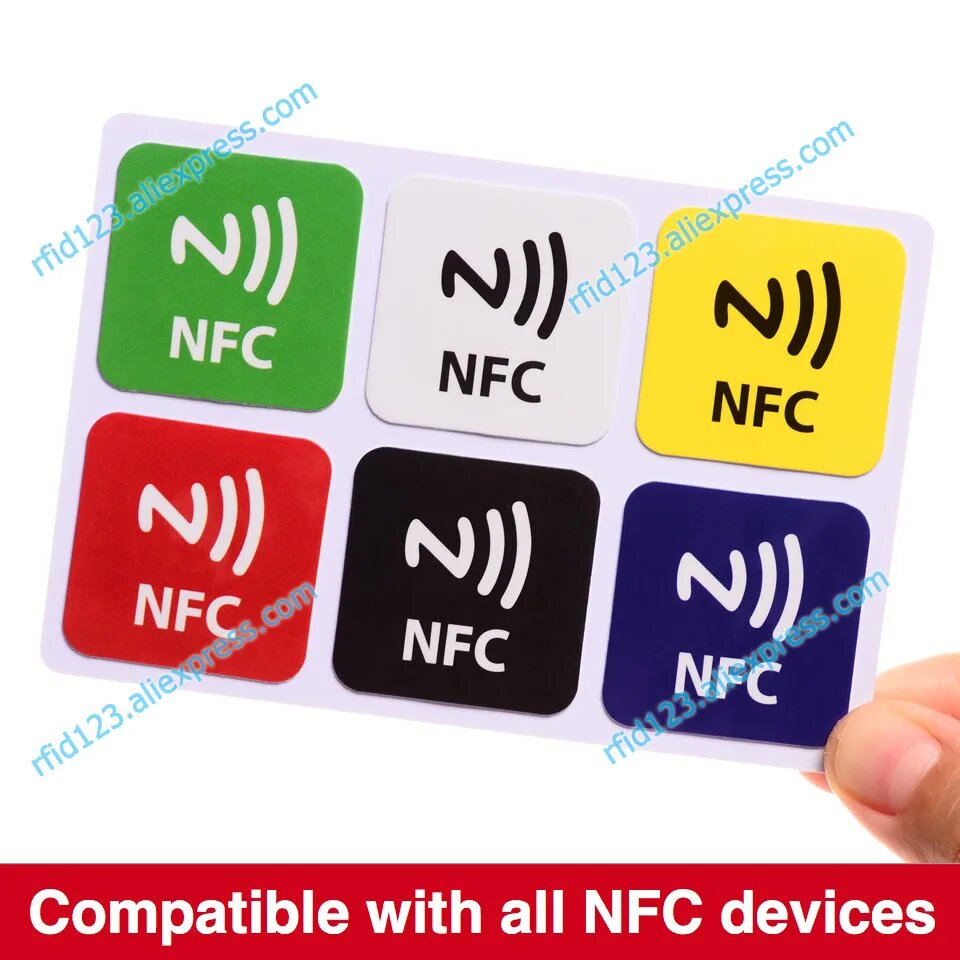 NFC наклейки 6 цветов, 30 мм, квадратные