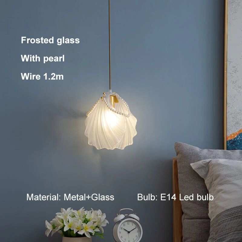 Подвесные стеклянные светильники в форме ракушки Frosted glass, Warm white