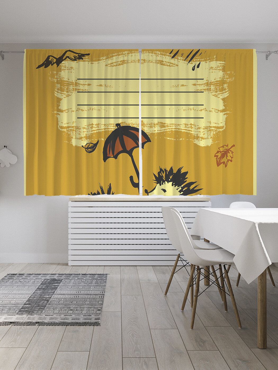 Фотошторы короткие "Обложка на тетрадь", 2 полотна шириной по 145 см, высота 180 см, JoyArty