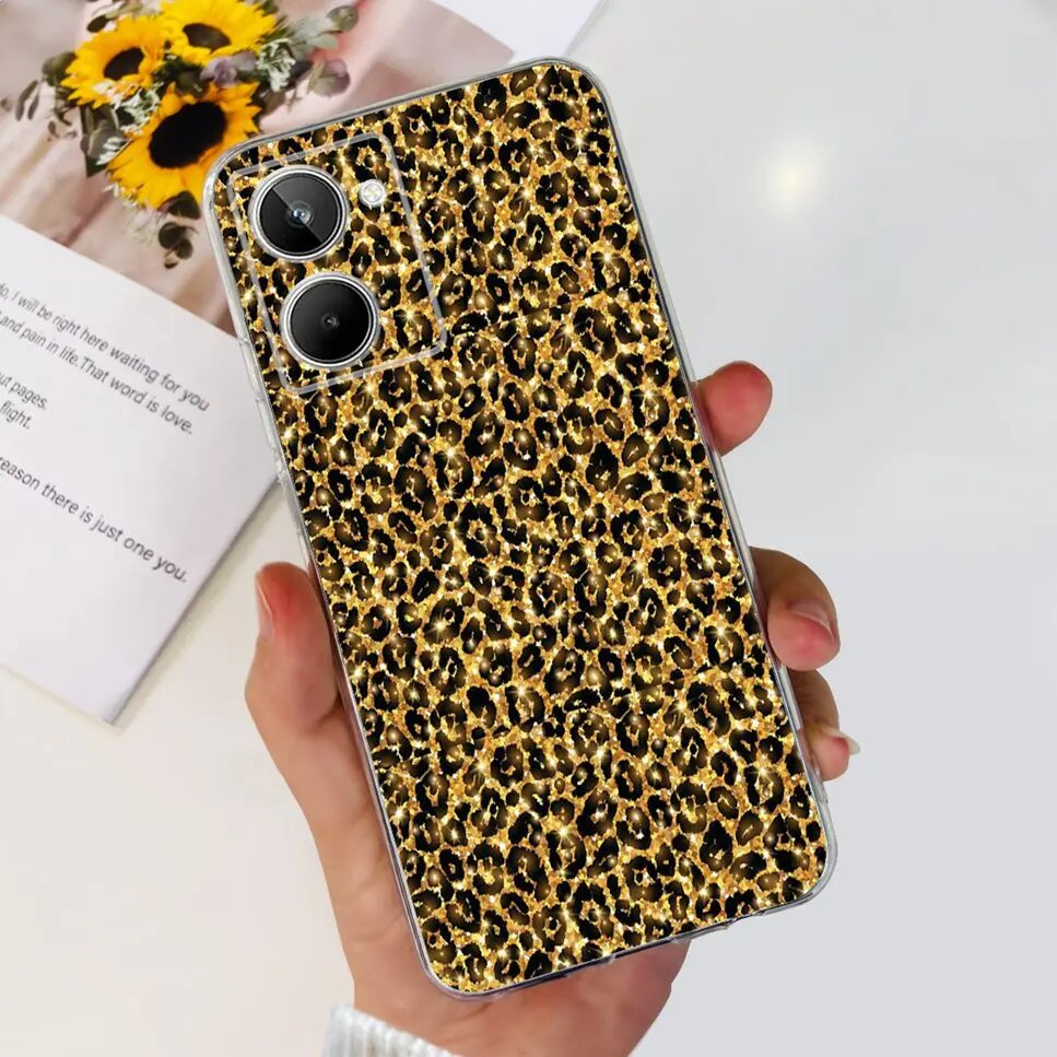Чехол Realme 10 4G, золотой леопард, силикон