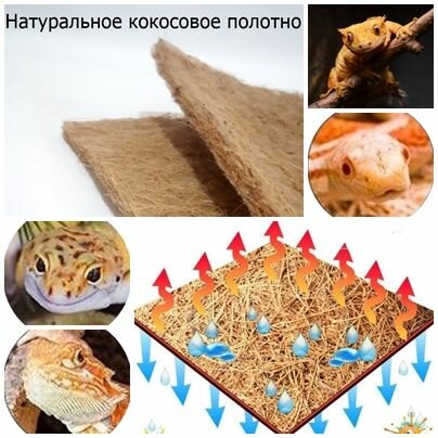 Грунт натуральный для террариума "Кокосовый коврик" (30*30см) 2шт.