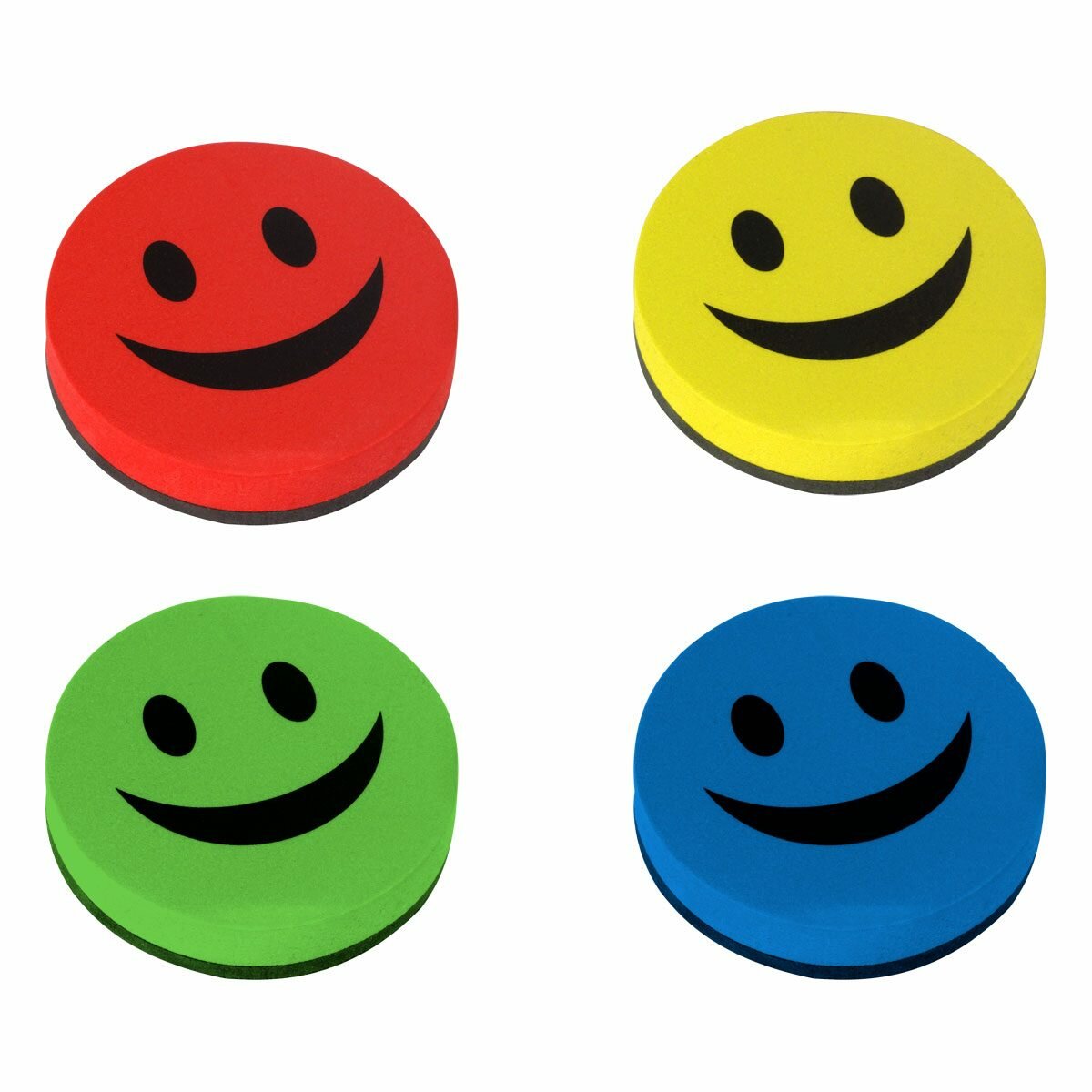 Губка-стиратель для маркерных досок OfficeSpace "Смайл" (d=90мм, магнитная) (261124)