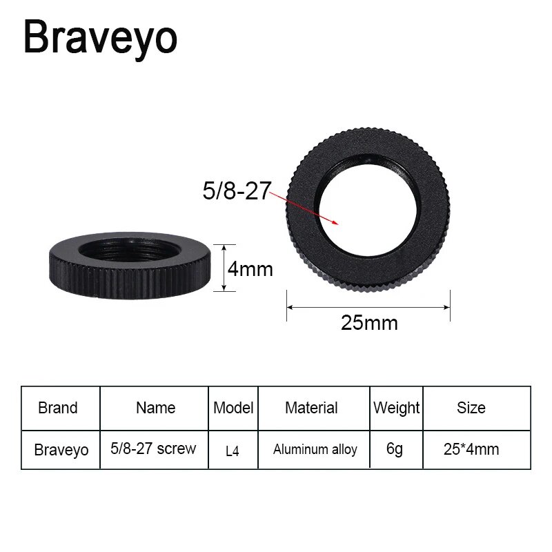 Винт для камеры Braveyo 5/8-27 L4, 1PC