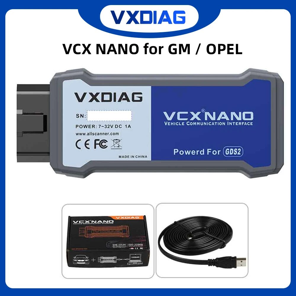 Версия USB VXDIAG VCX NANO для GM для OPEL GDS2 V2023.10.19 Tech2WIN 16.02.24 DPS 4.52 Диагностический инструмент