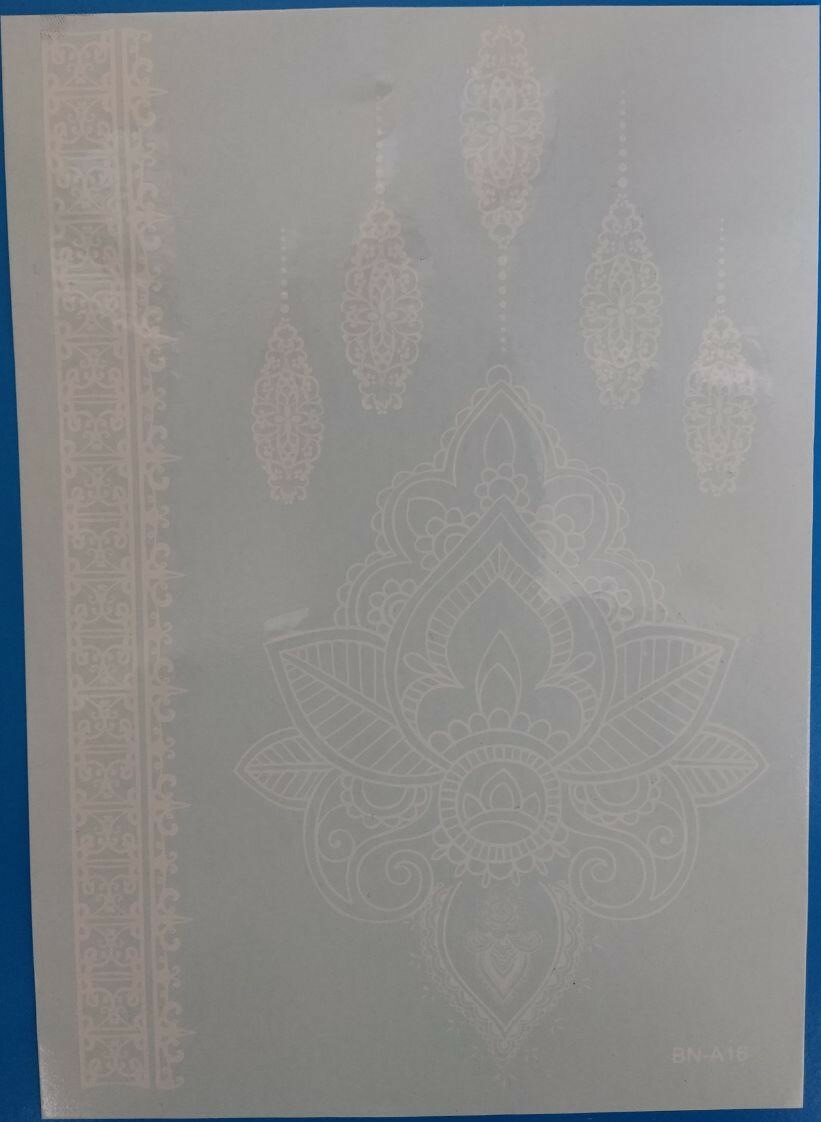 Переводные татуировки Henna&Lace, легко клеятся водой, белый цвет