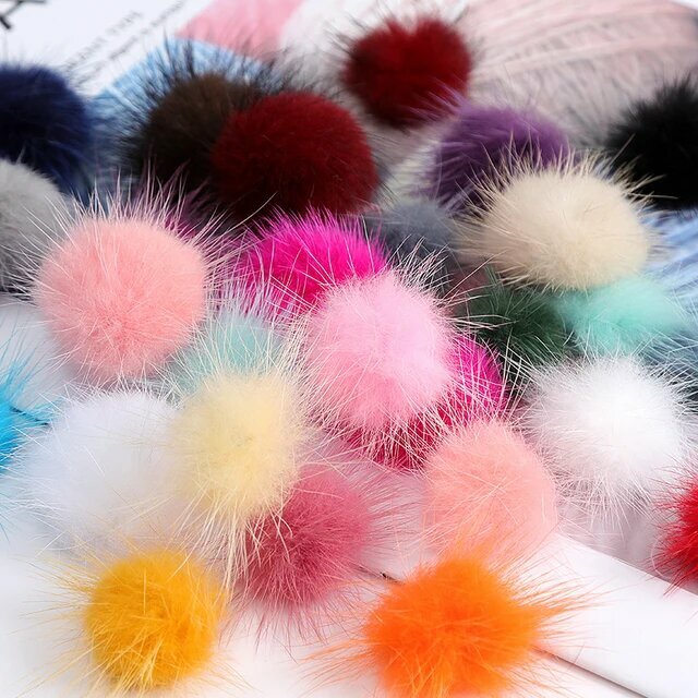Помпоны из меха норки 10 шт. Mix colors 10pcs, 3cm