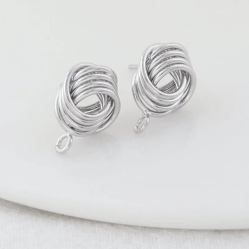 Серьги-гвоздики из проволоки, Platinum Color, 6PCS
