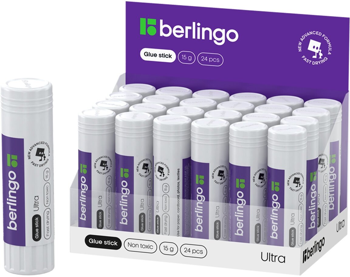 Клей-карандаш Berlingo 15 г, для склеивания бумаги и картона K1511 / 104280