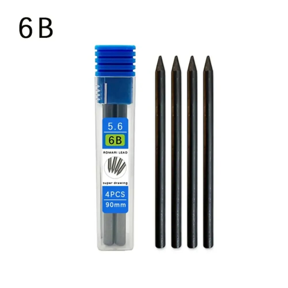 Механический карандаш 5,6 мм 2B/4B/6B/8B Синий, 4PCS-6B Black Refill