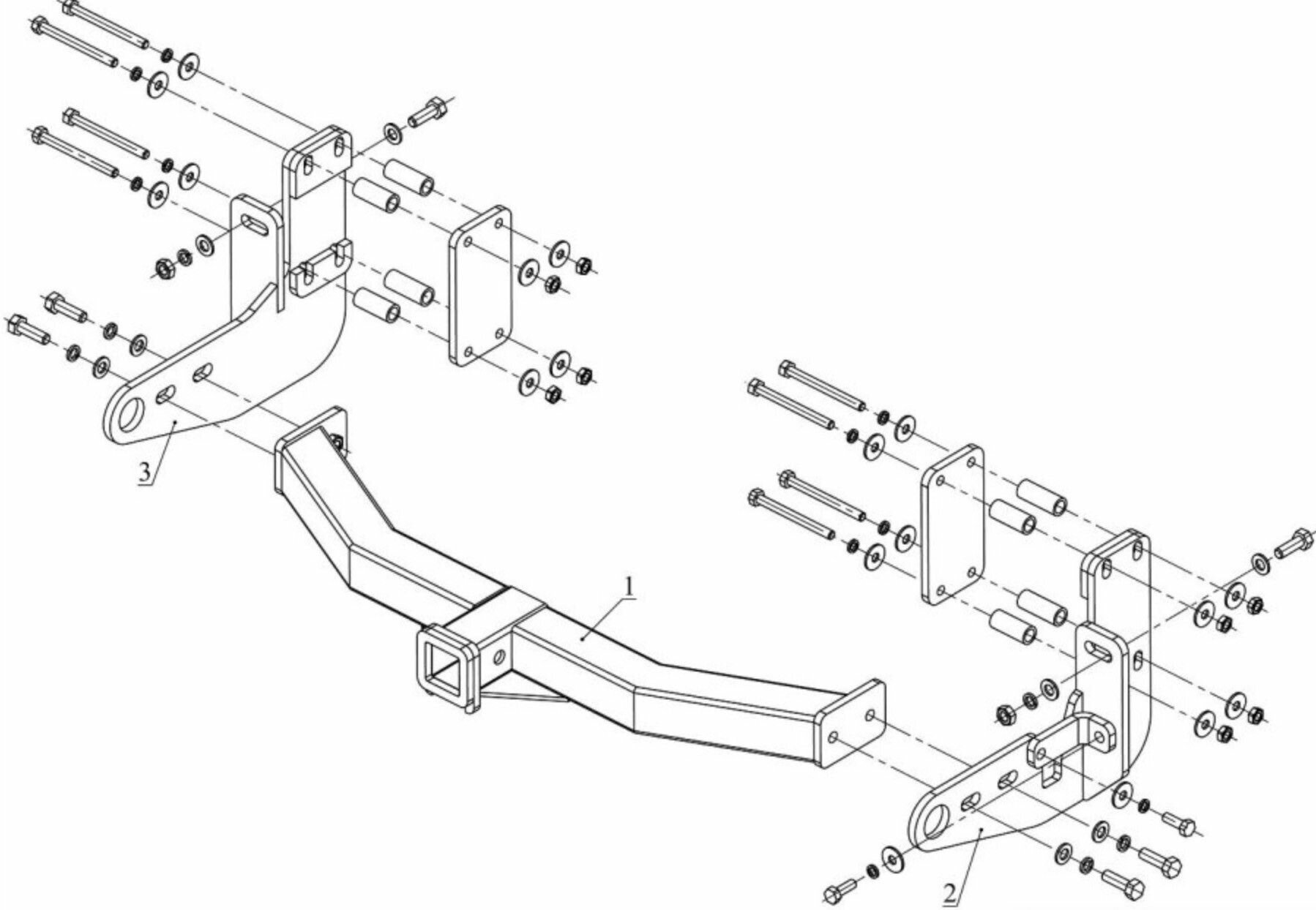 Фаркоп передний под квадрат для Ssang Yong Kyron, с 2005 г, Бизон. FA 0635-E