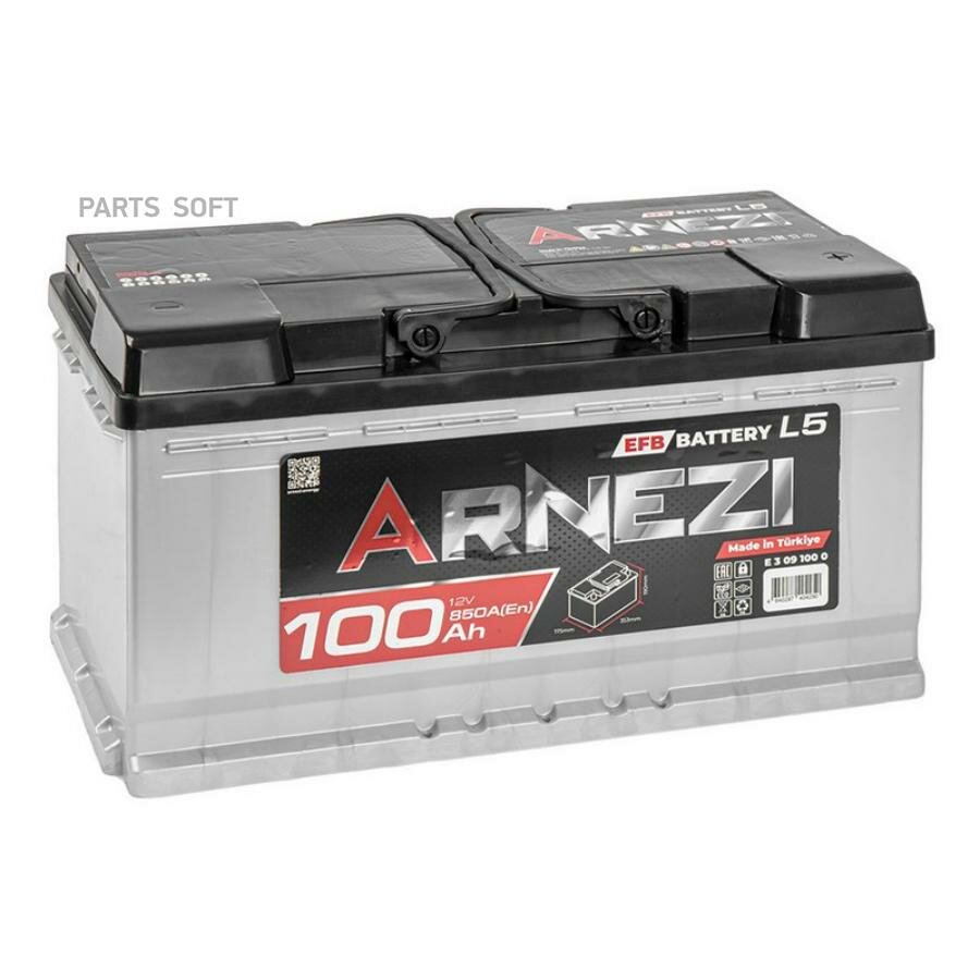 Аккумулятор arnezi efb start-stop 100 а/ч обратный r+ 353x175x190 l5 en 850 а arnezi e3091000