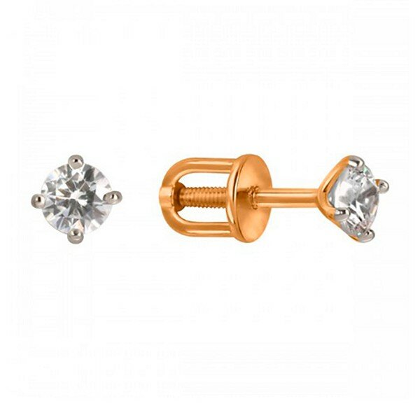 Моносерьга JEWELIN, красное золото, 585 проба, фианит