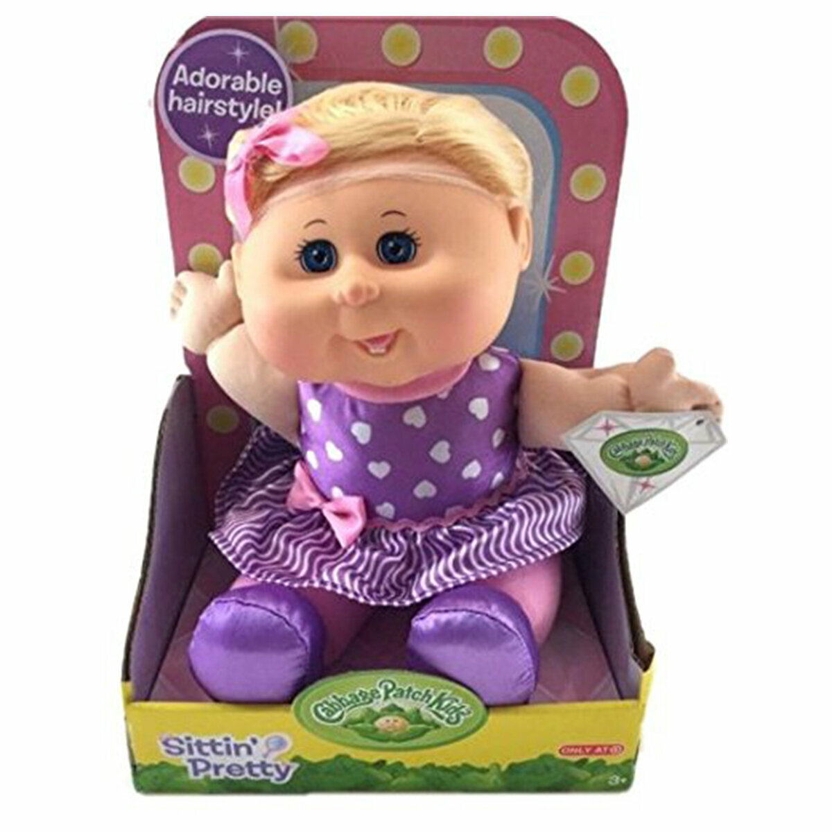 Cabbage Patch Kids Sittin Pretty Plush Doll / Детская мягкая и милая плюшевая кукла с бантом, игрушки для девочек