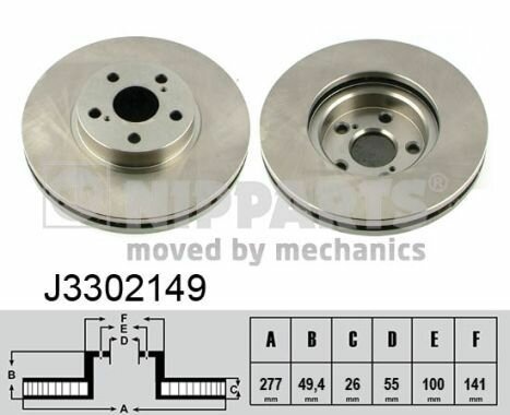 Передний тормозной диск TOYOTA Avensis 03-> Nipparts J3302149