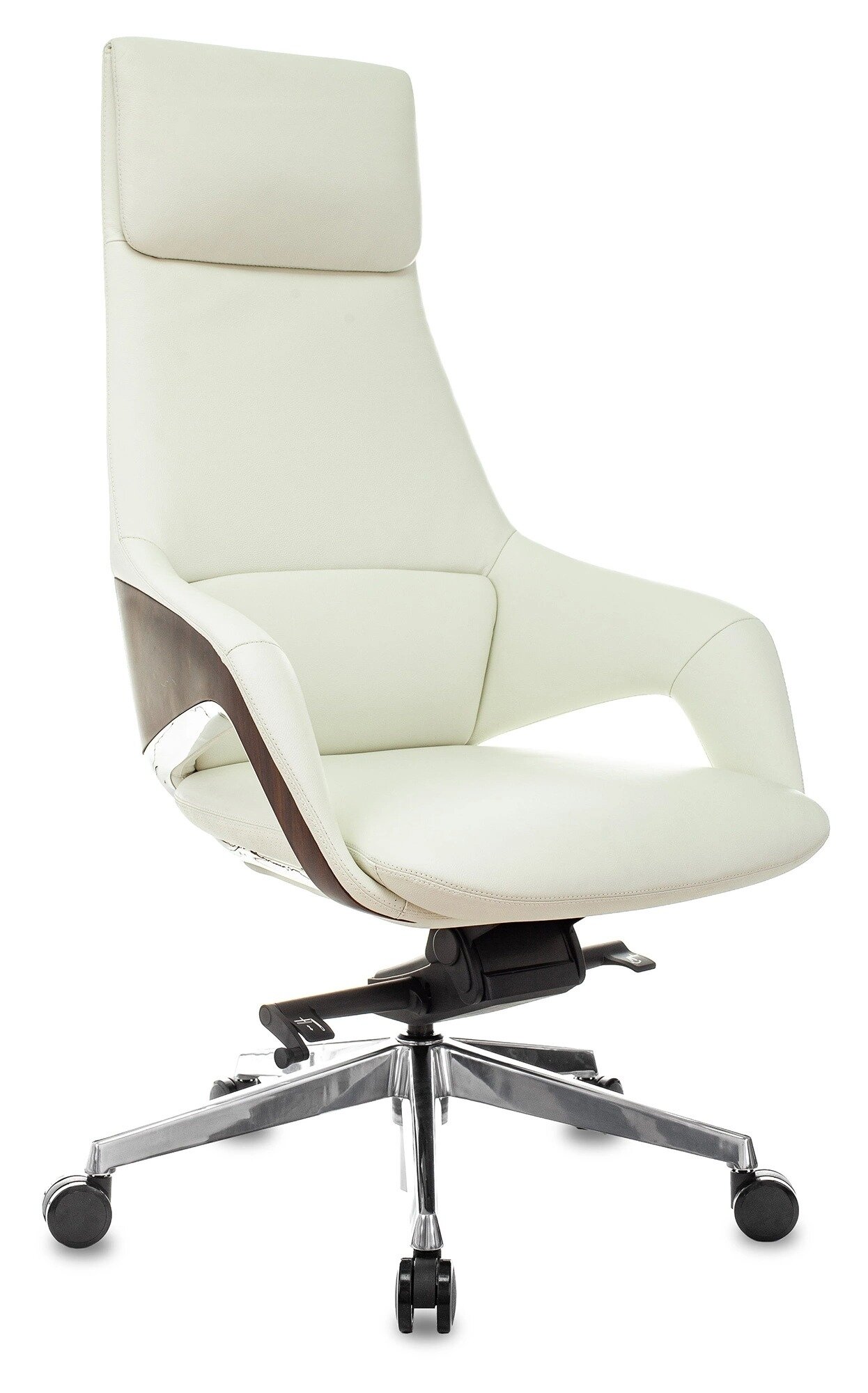 Кресло руководителя Бюрократ _DAO-2 белый кожа с подголов. крестов. алюминий, упаковка в 2 короба