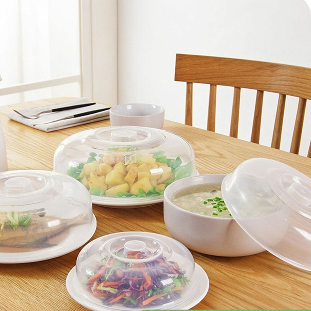 Прозрачная крышка для микроволновки с вентиляцией и удобной ручкой защита от брызг и пара, подходит для посуды 14/17/20/23 см, антипригарное покрытие