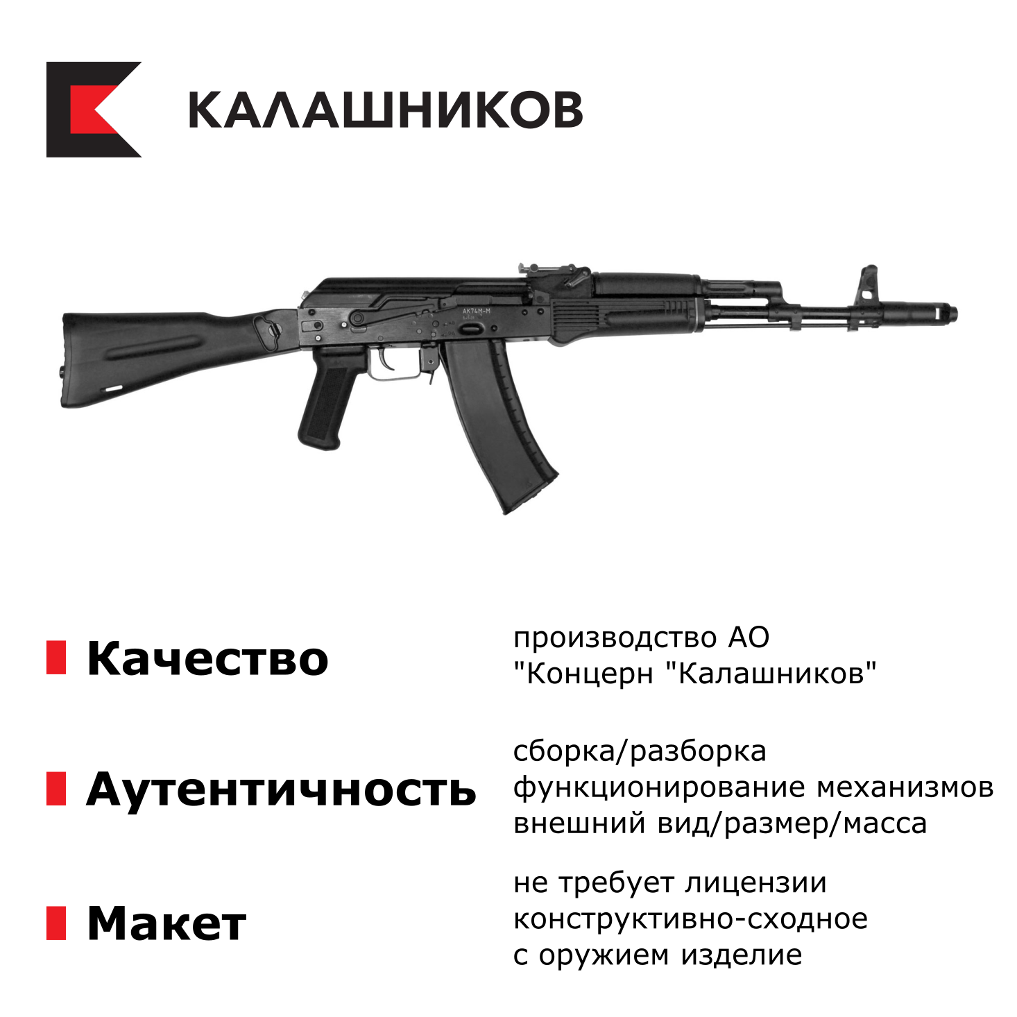 Макет автомата Калашникова АК74М (ММГ)