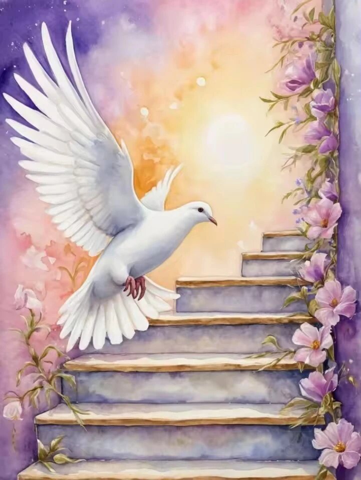 Алмазная мозаика на подрамнике "Голубь мира" круглые бриллианты 40х50см