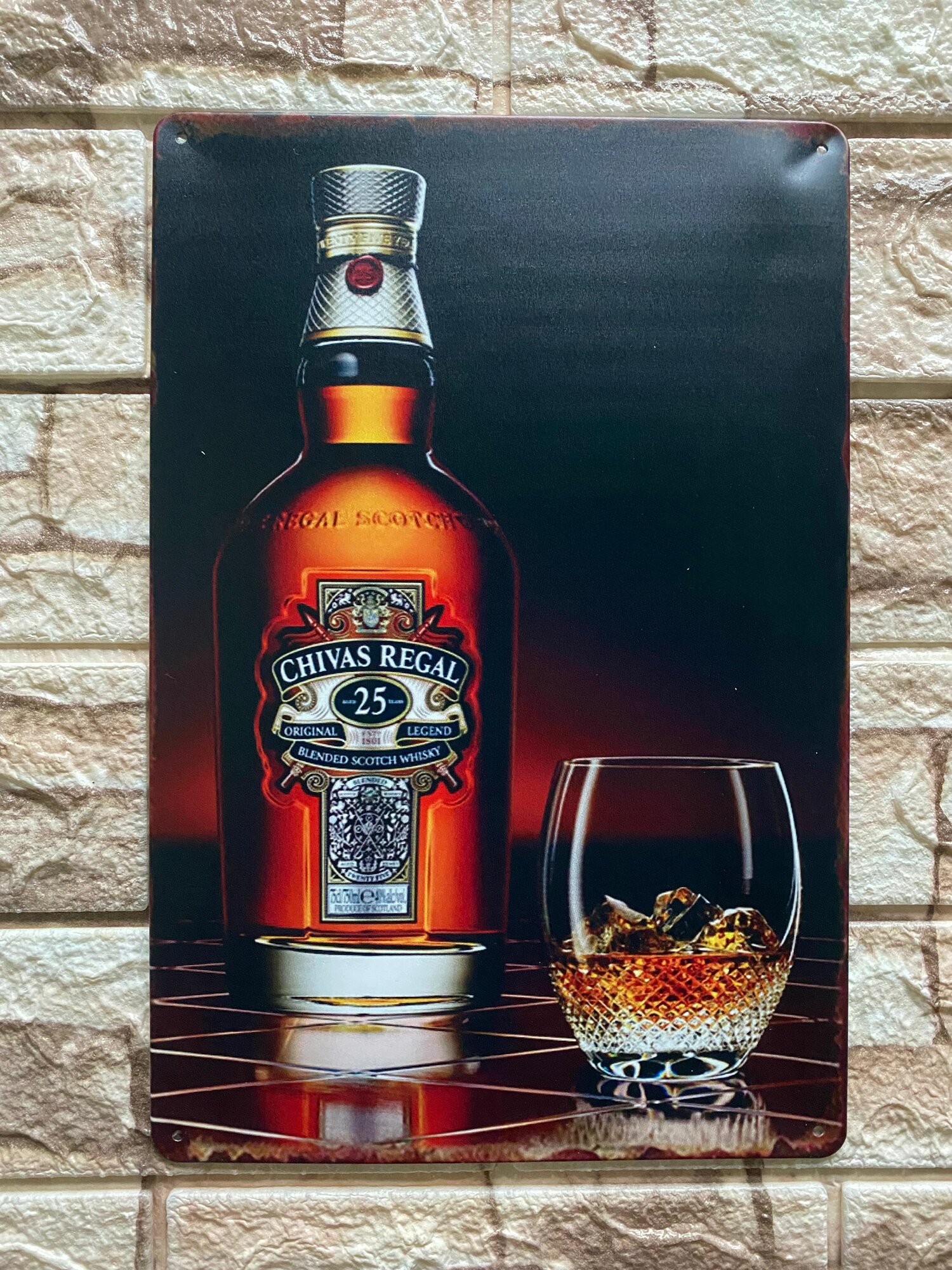 Винтажная металлическая табличка/Настенный декор, интерьер, для кухни, кофе, бара, кафе/ Chivas Regal