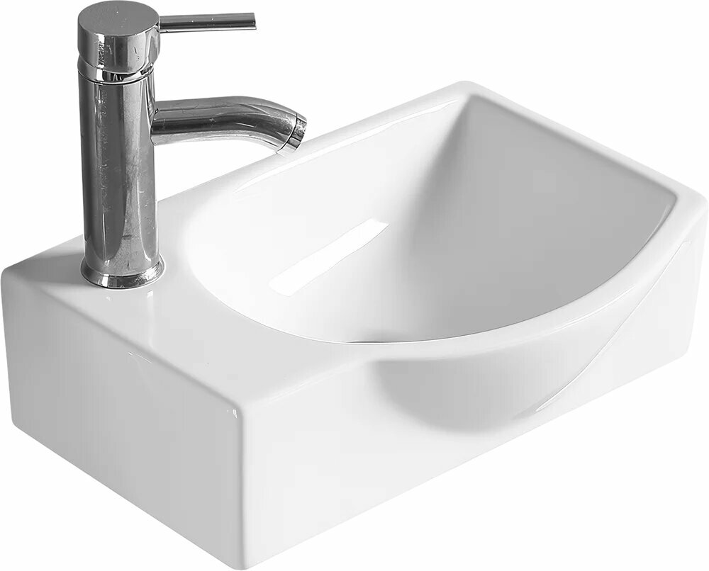 Раковина маленькая в туалет SantiLine SL-2018R 41 мини, подвесная, прямоугольная, фаянсовая, белая, 40, 5 см