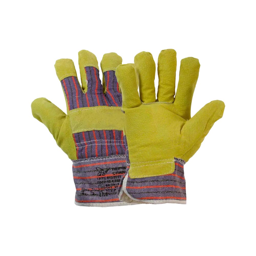 Перчатки Fort "Спилок", утепленные, спилок, х/б, цвет желтый, арт.0202