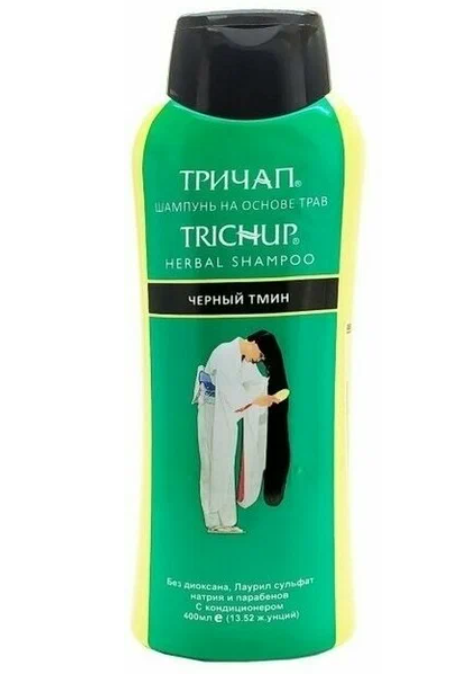 Тричап Натуральный Шампунь с маслом черного тмина с кондиционером Индия, очищающий, мужчин и женщин 200мл