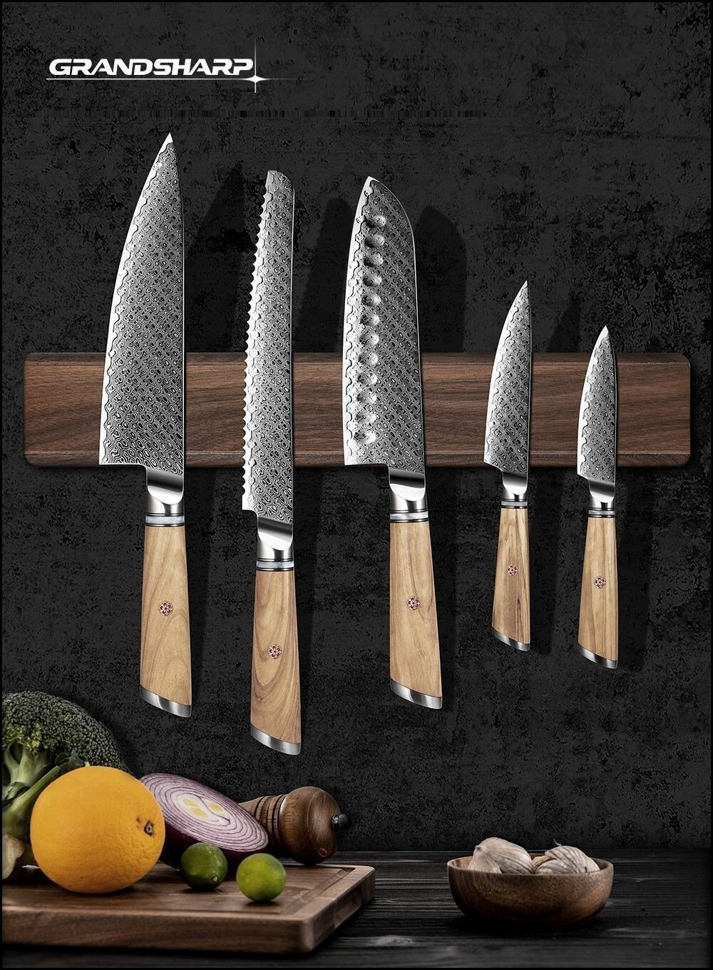 Эксклюзивный магнитный держатель GRANDSHARP из орехового дерева с усиленными неодимовыми магнитами