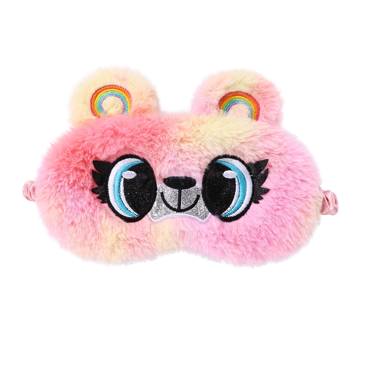 Милая маска для сна с радужным медведем, плюшевая мультяшная маска для сна для детей и взрослых, мягкая повязка на глаза для сна и дневного сна, светонепроницаемая повязка на глаза с регулируемым ремешком, 1 шт.