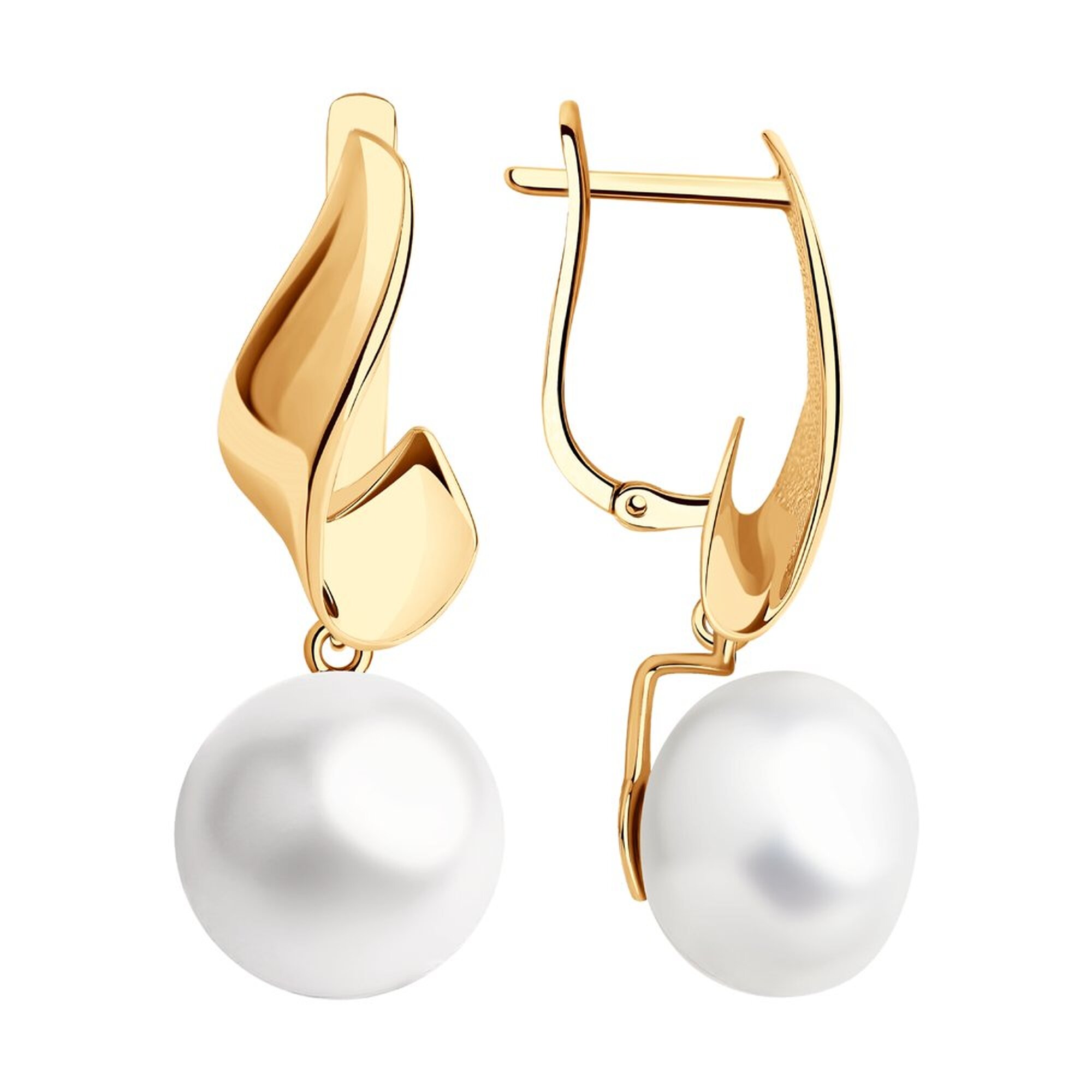 Серьги, красное золото, 585 проба, жемчуг