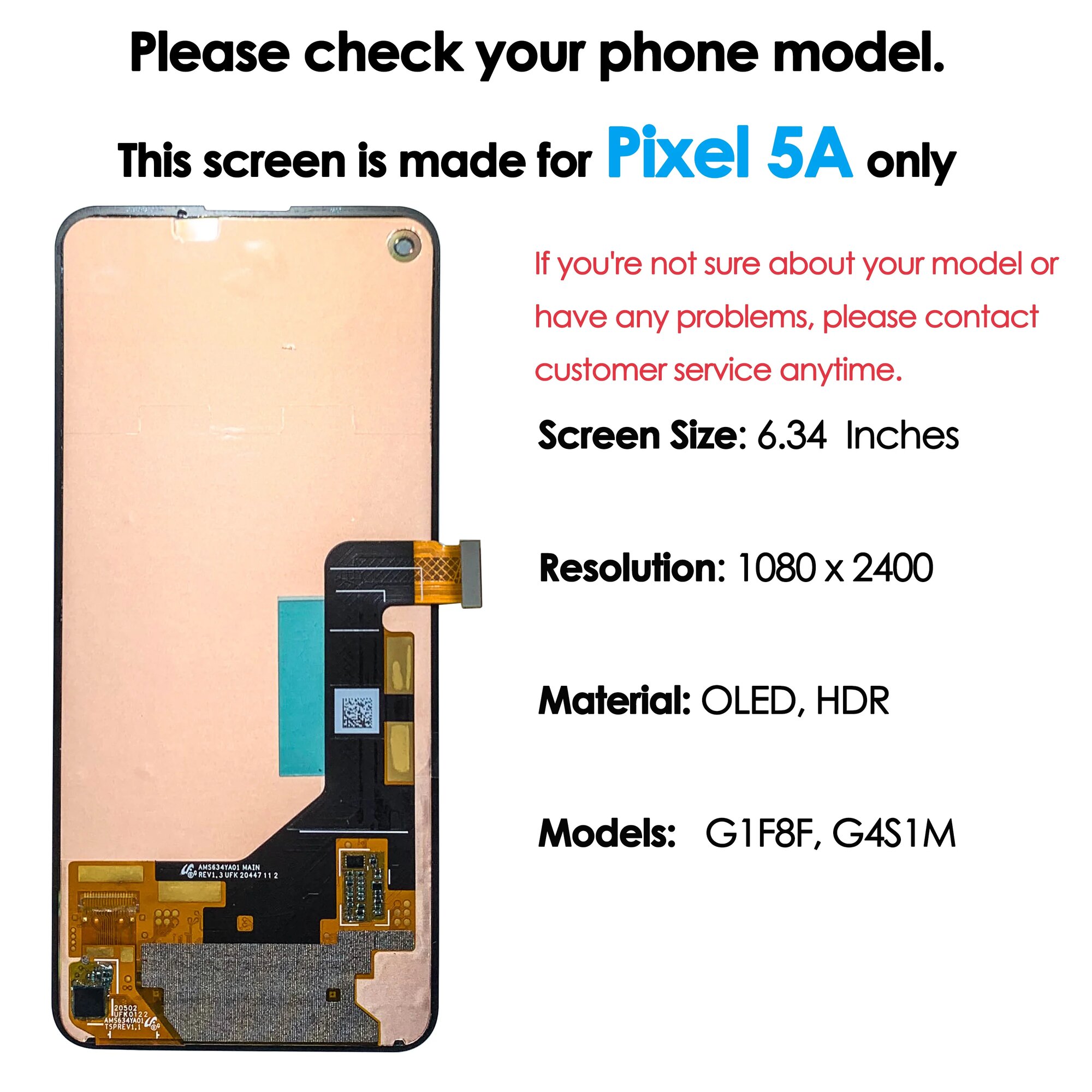 OEM HDR OLED для Google Pixel 5A 5G Замена экрана ЖК-телефона Мобильный дисплей Сенсорный дигитайзер в сборе Ремонтный комплект