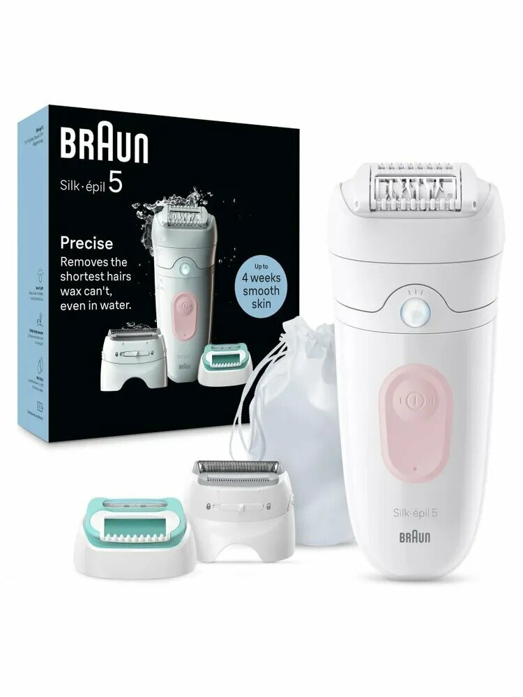 Эпилятор Braun Silk-épil 5, влажно-сухой, с насадками, до 4 недель гладкости