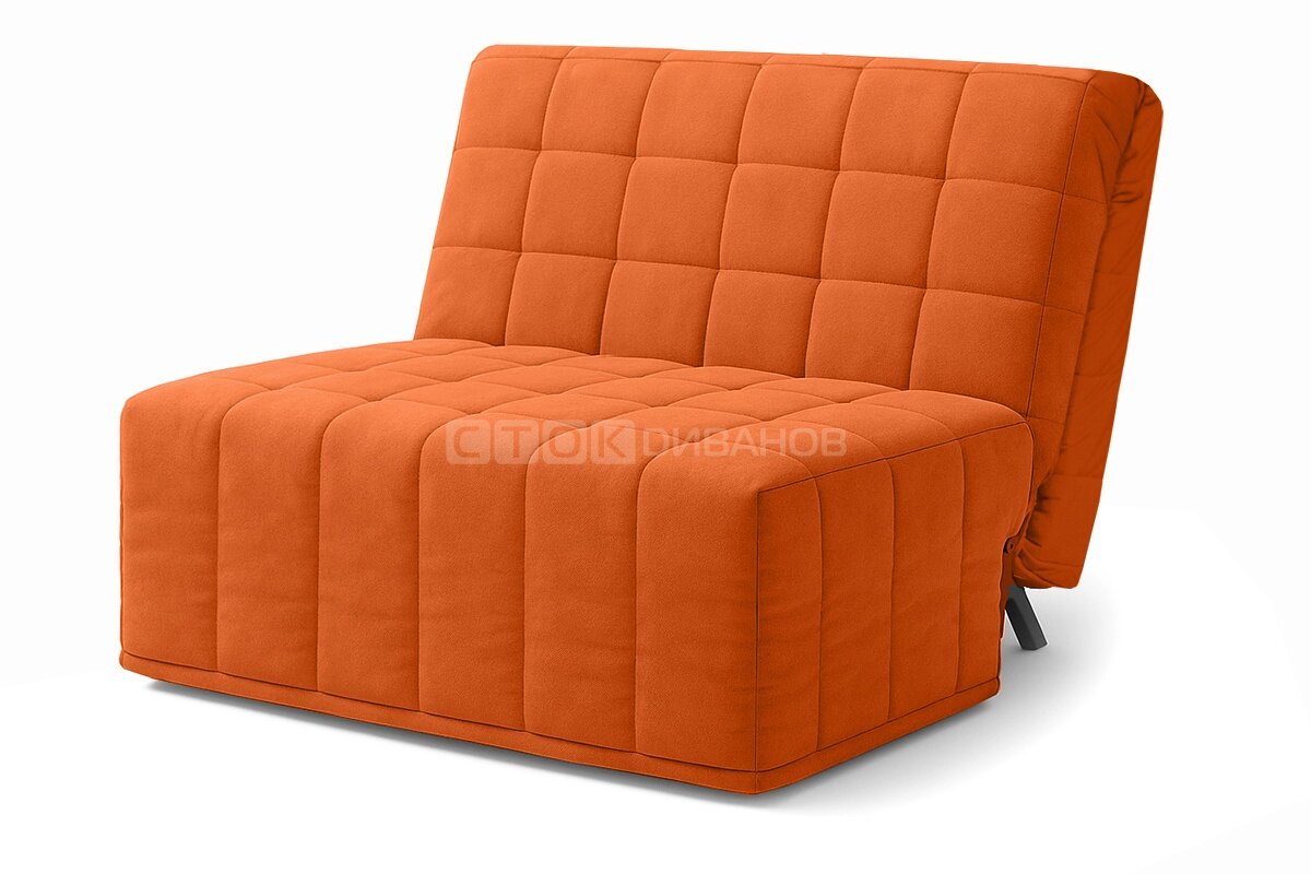 Диван Сток Диванов Лайм, оранжевый велюр, 125 см, механизм аккордеон на металлокаркасе