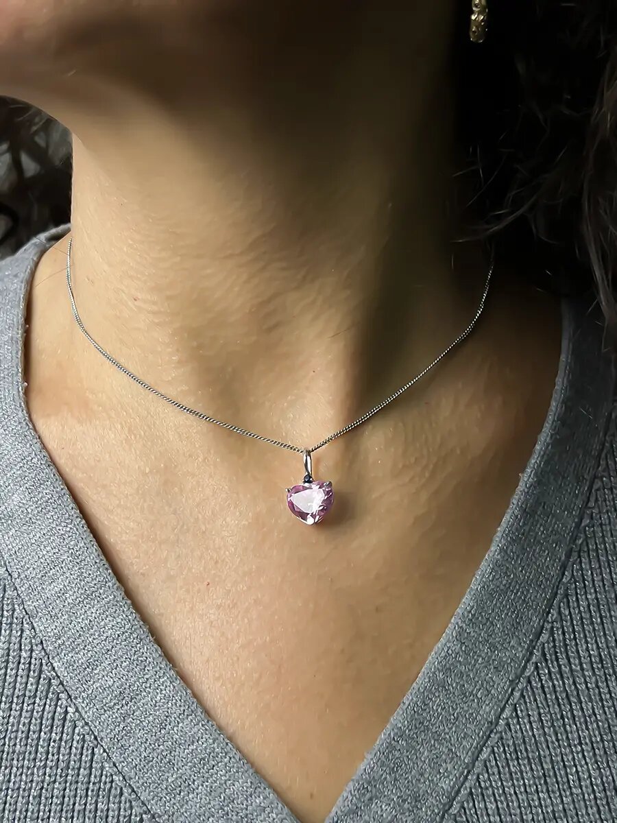 Подвеска, серебро, 925 проба, родирование, сапфир синтетический, сапфир