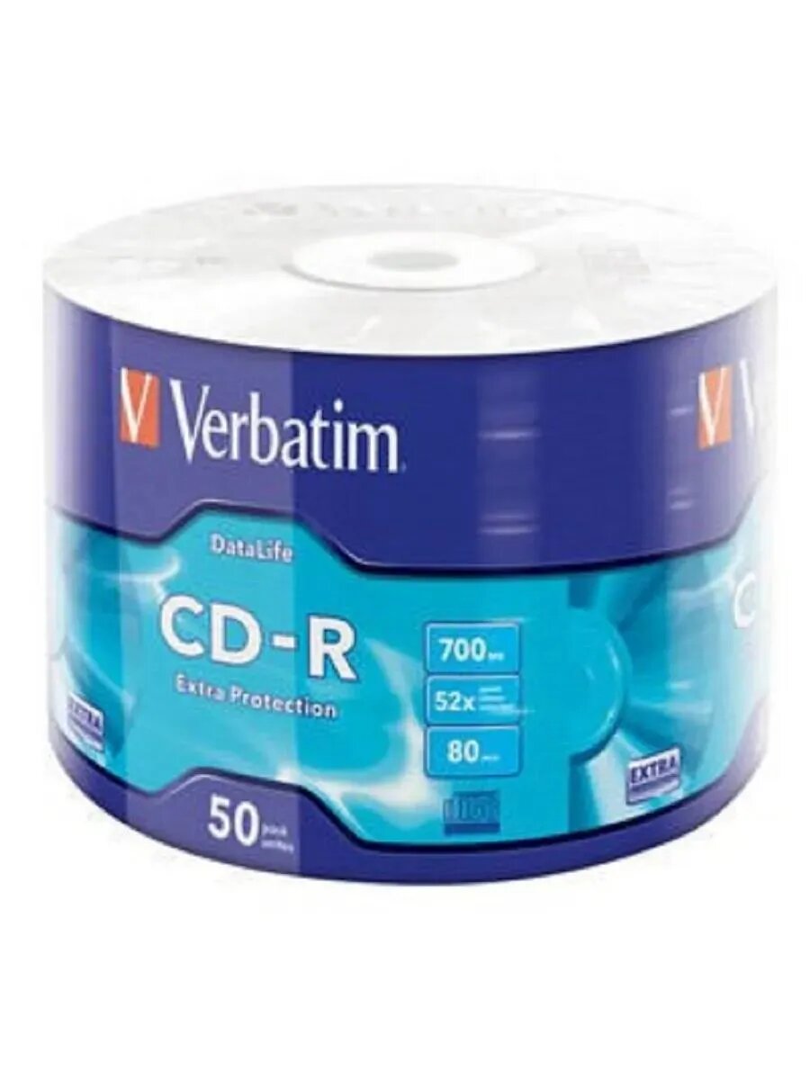 Диски CD-R Verbatim 0.7 ГБ Shrink Wrap 52x 50 шт