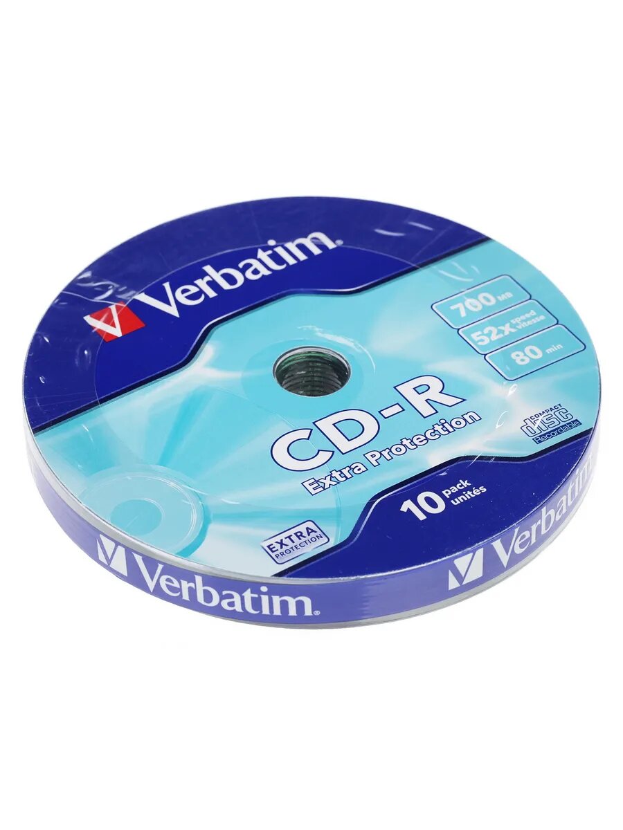 Диски CD-R Verbatim 0.7 ГБ Shrink Wrap 52x 10 шт